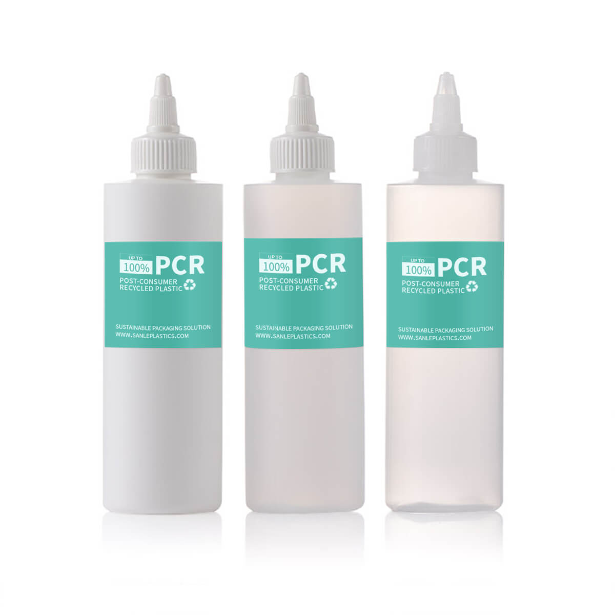 Cylinder HDPE PCR Post Consumer Recycled Plastic Bottles With Twist Top Cap